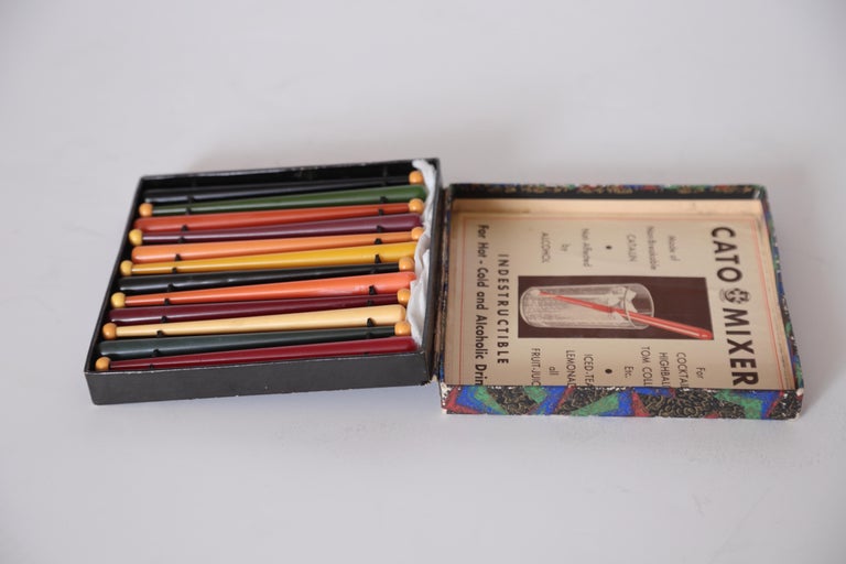Art Deco Machine Age Catalin Cocktail Muddlers in Original Box Swizzle ...