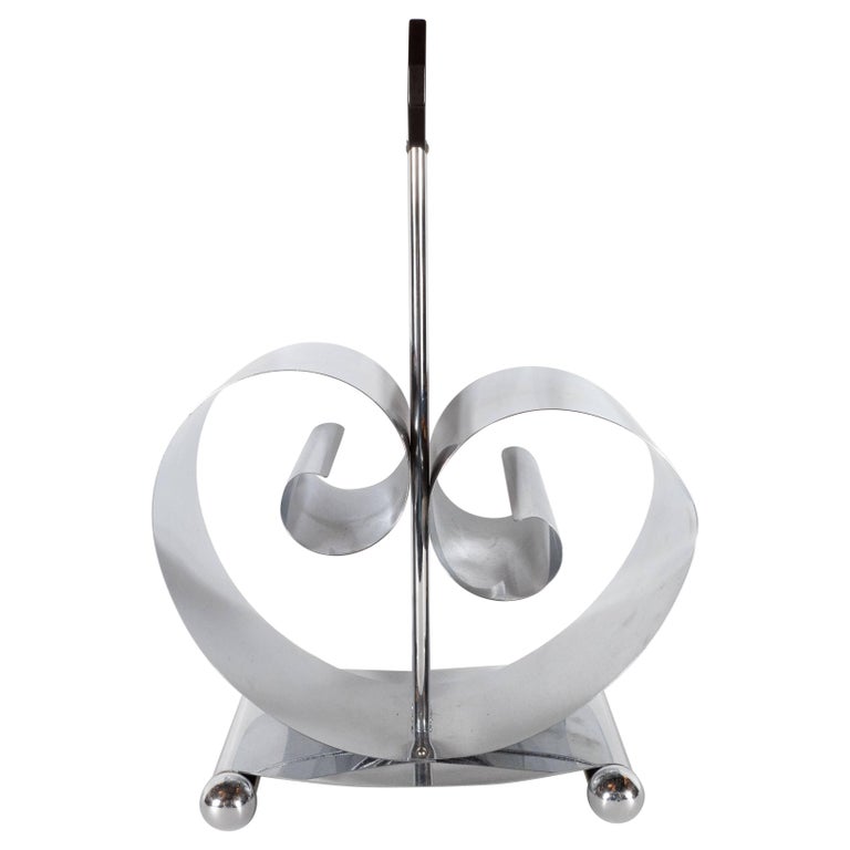 Art Deco Machine Age Chrome and Bakelite Scroll Form Magazine Stand by ...