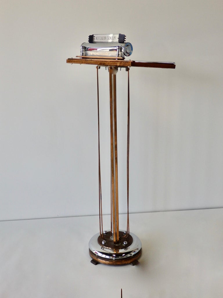 Art Deco Machine Age Chrome with Copper Trim Maitre'd Stand or Check in ...