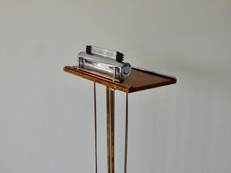 Art Deco Machine Age Chrome with Copper Trim Maitre'd Stand or Check in ...