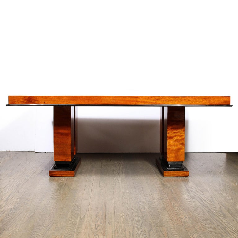 Art Deco Machine Age Cubist Dining Table in Book-Matched Rosewood For ...
