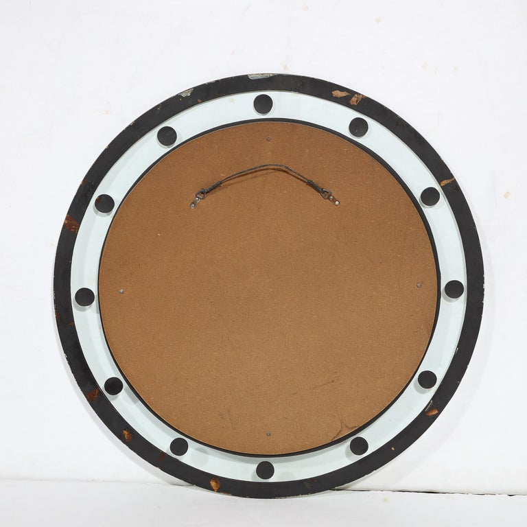 Art Deco Machine Age Floating Edge Round Banded Mirror W/ Reverse Bevel ...