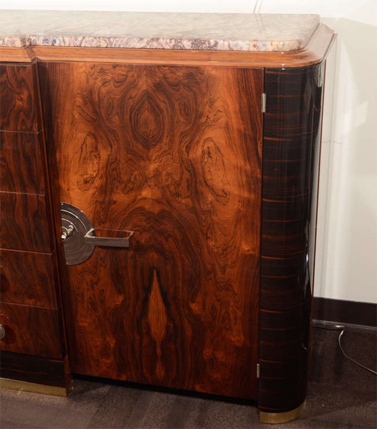 Art Deco Machine Age Macassar and Mahogany Sideboard with Streamlined ...