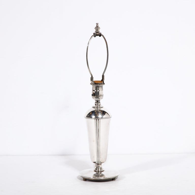 Art Deco Machine Age Skyscraper Style Banded Streamlined Chrome Table ...