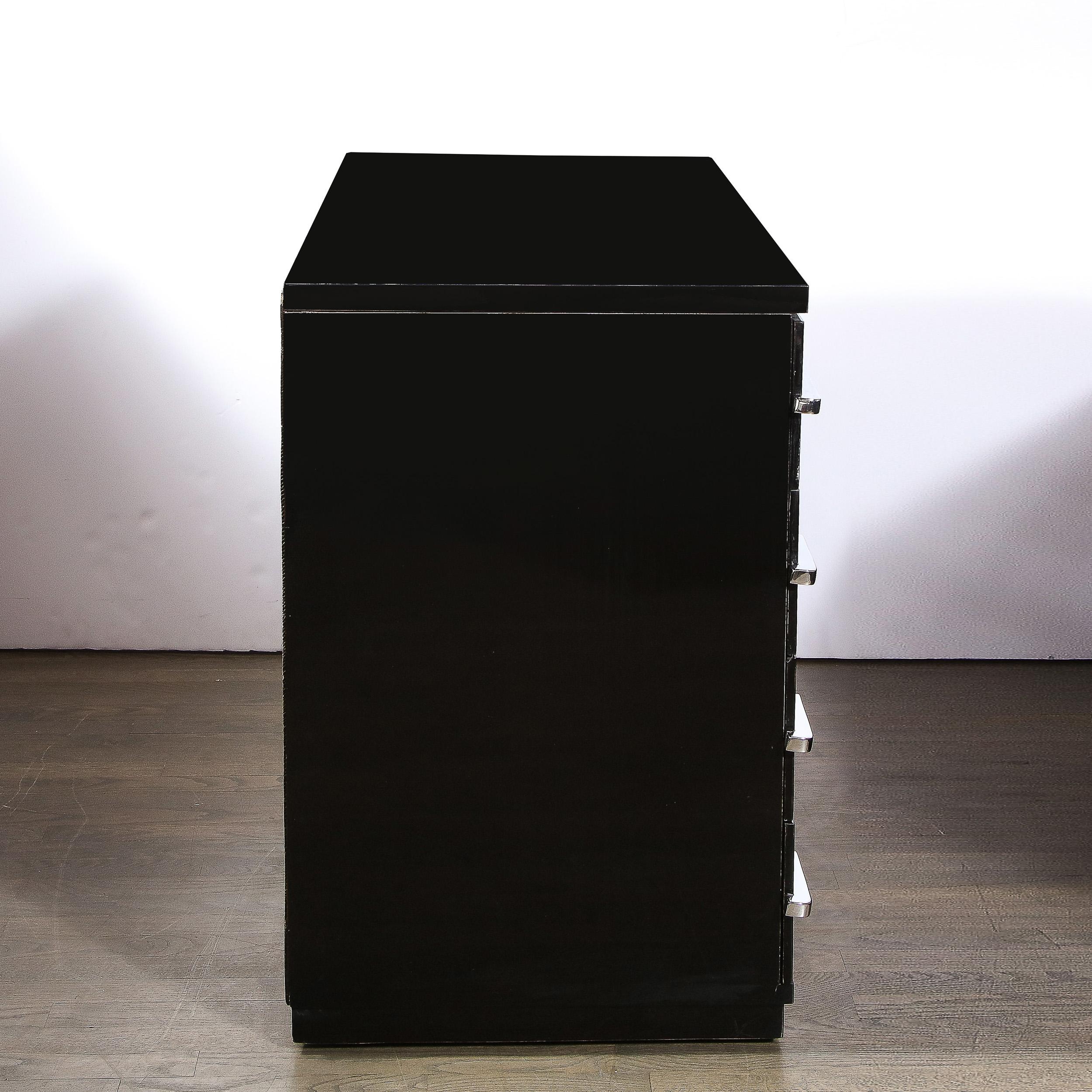 Art Deco Machine Age Streamline Black Lacquer 4 Drawer Dresser with ...