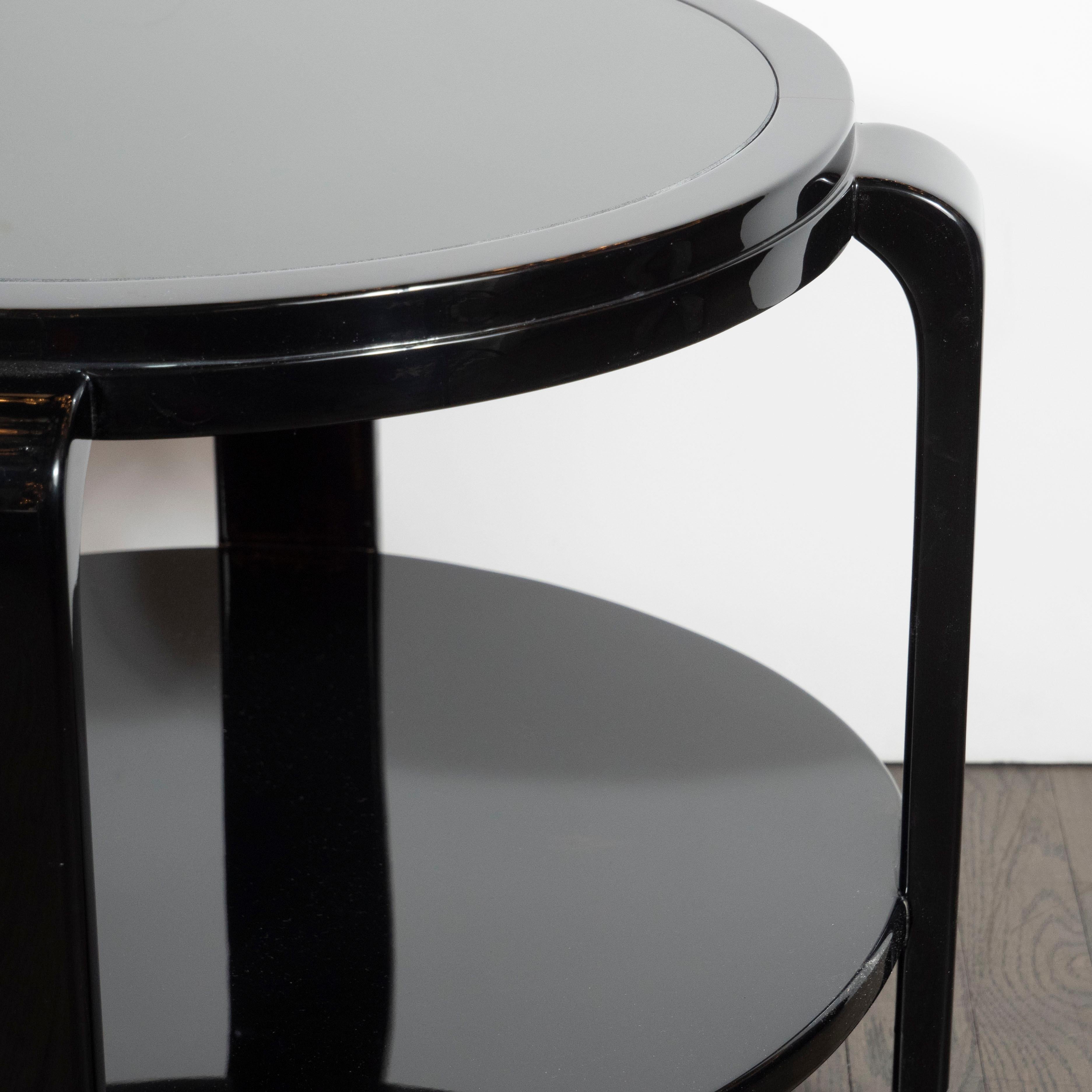 Art Deco Machine Age Streamlined Two-Tier Black Lacquer and Vitrolite ...