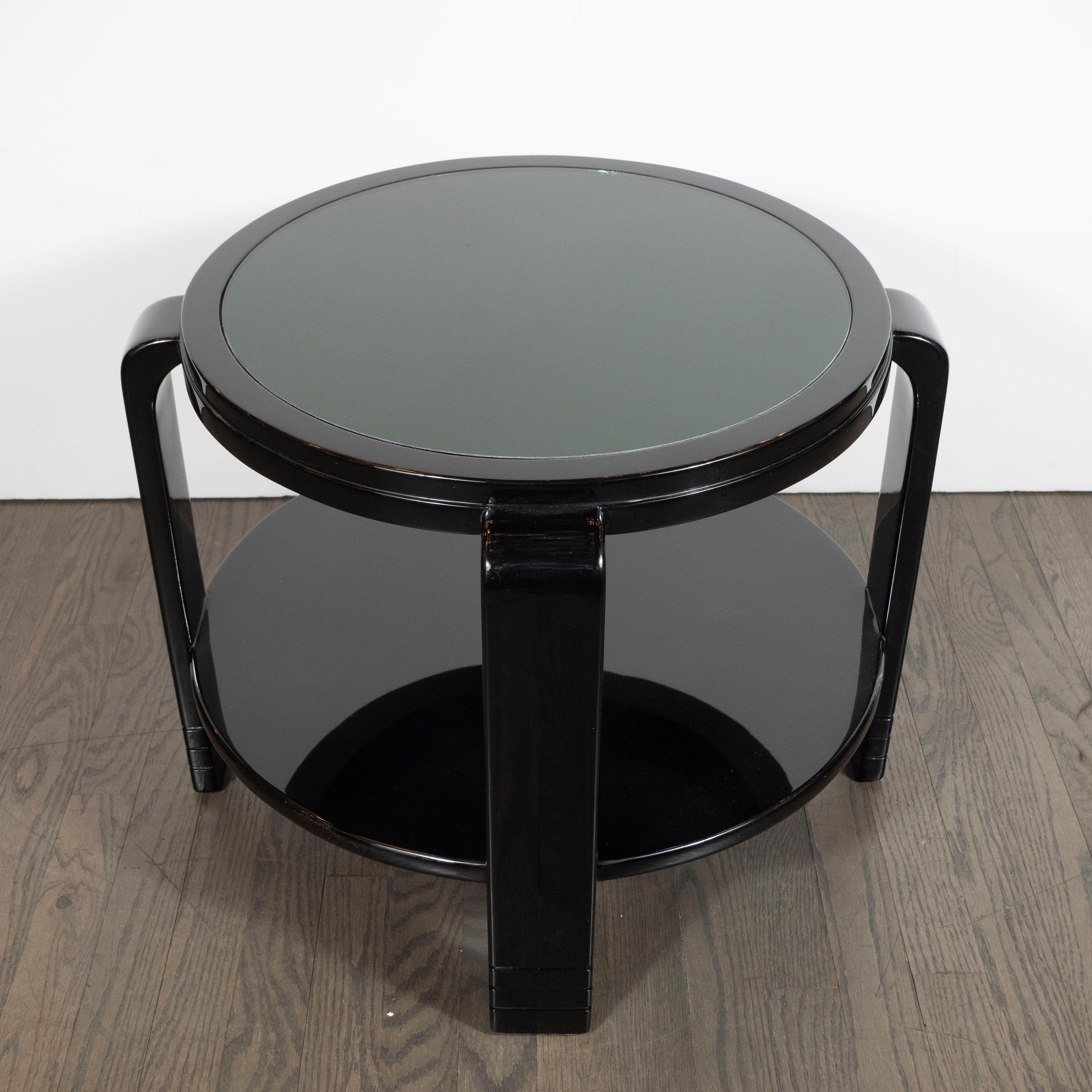 Art Deco Machine Age Streamlined Two-Tier Black Lacquer and Vitrolite ...