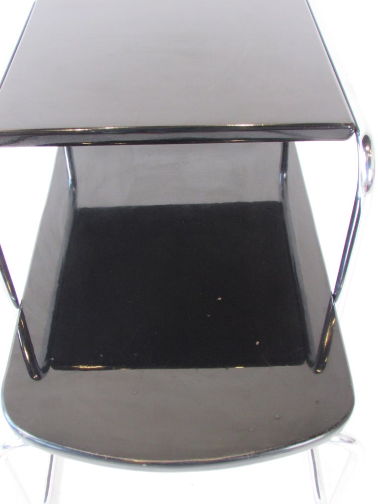 Art Deco Machine Age Tubular Chrome with Black Lacquered Wood Side ...