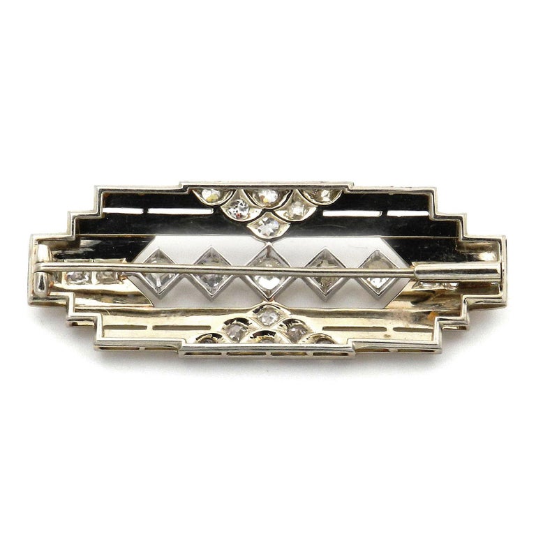 Art Deco Machine Style 2 Carat Diamond Brooch, Paris, circa 1930 For ...