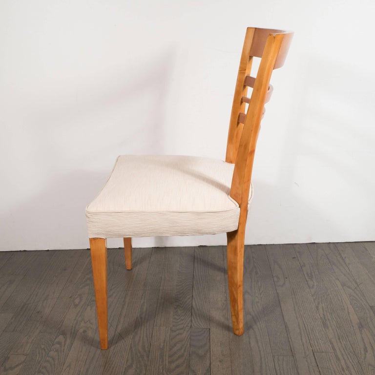 Art Deco Maple Desk Chair with Cream Woven Upholstery at 1stDibs