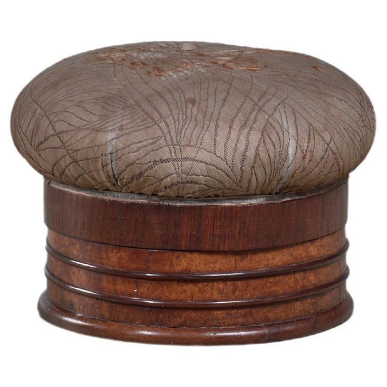 Art Deco Maple Pouf with Jacquard Upholstery, Italy, 1920s For Sale at ...