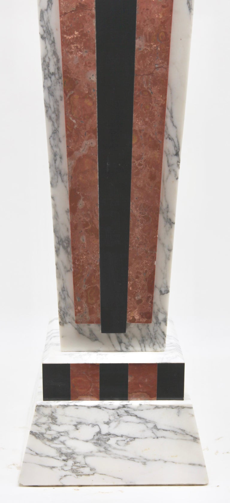 Art Deco Marble Pedestal with Belgian Black and Red Rays at 1stDibs
