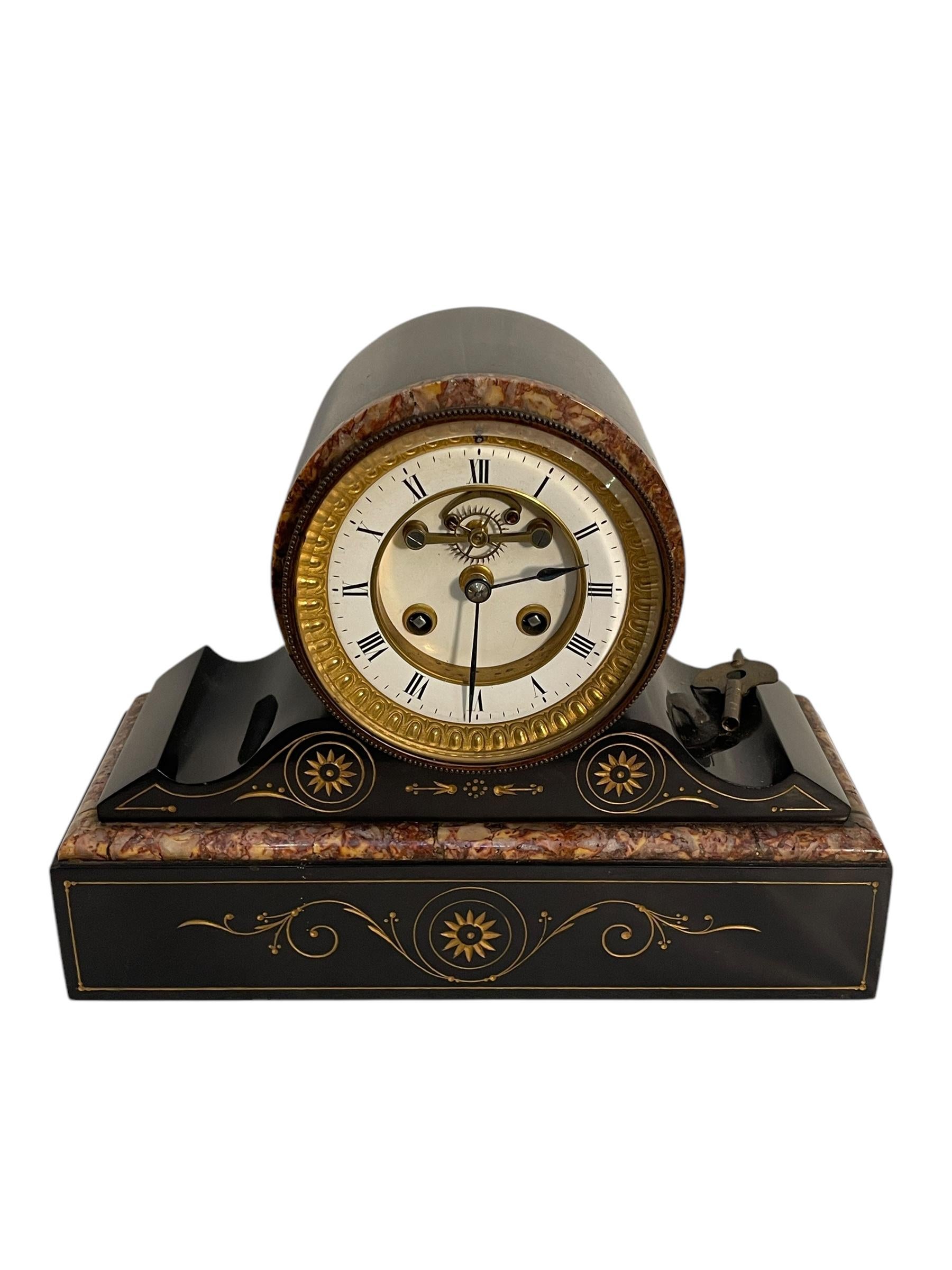 Art Deco marble table clock, France For Sale at 1stDibs