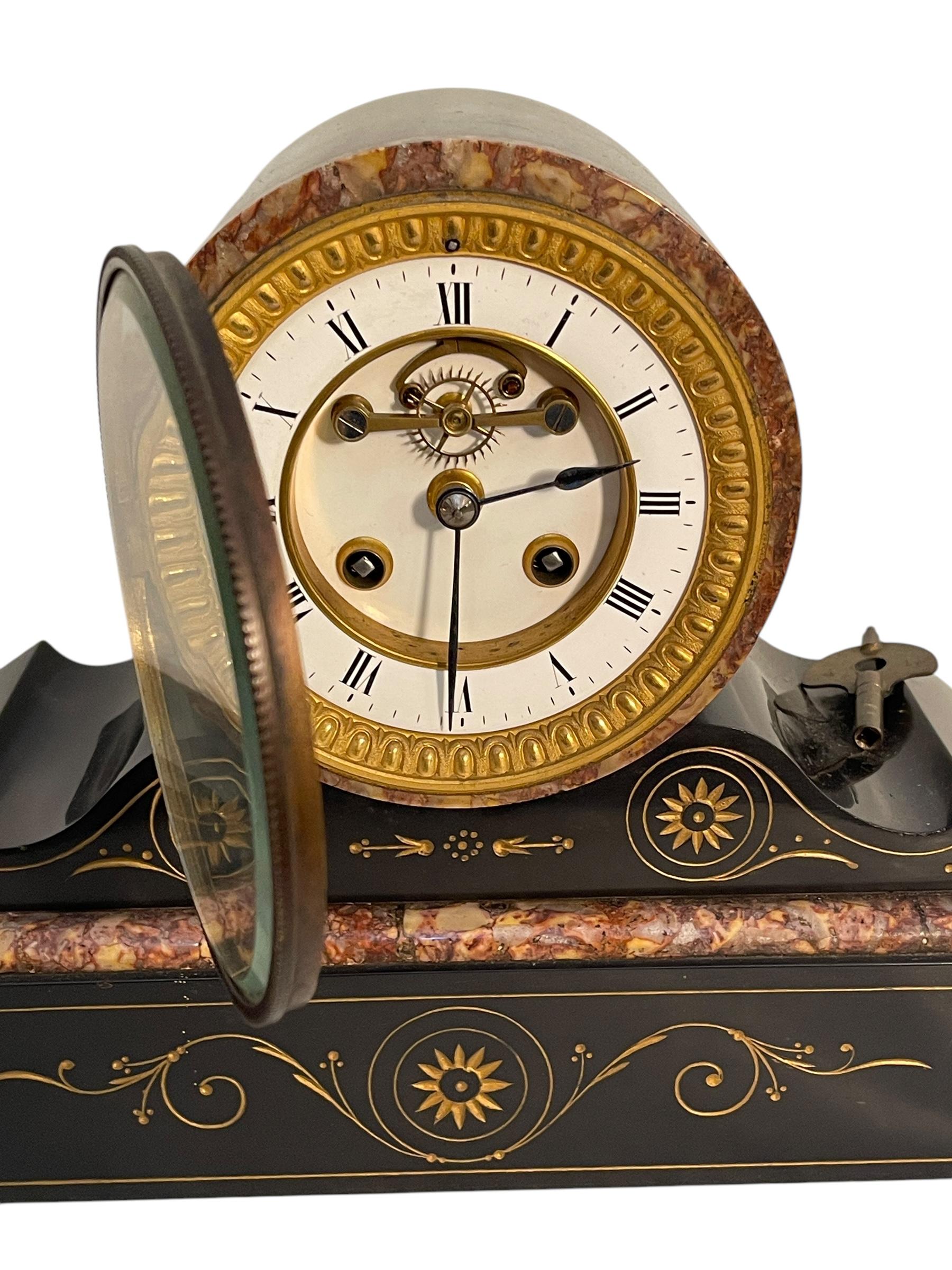 Art Deco marble table clock, France For Sale at 1stDibs