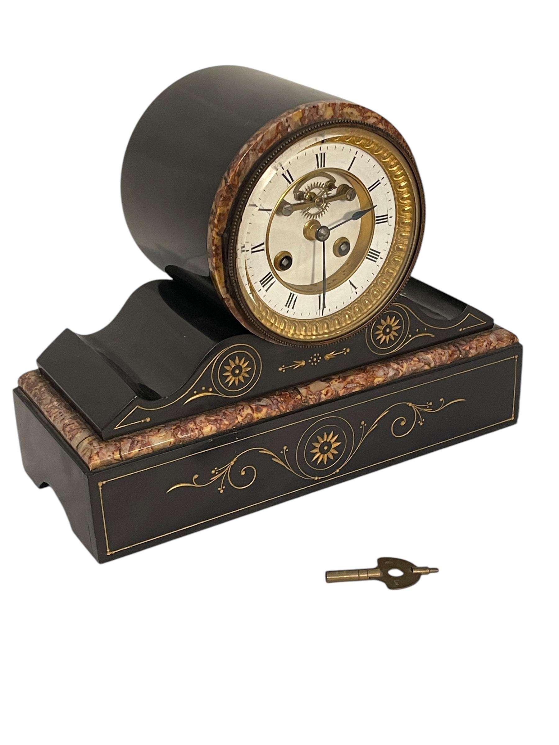 Art Deco marble table clock, France For Sale at 1stDibs