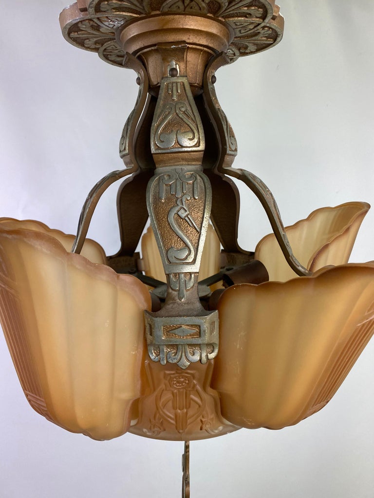 Art Deco Markel Slip Shade Ceiling Light Fixture at 1stDibs