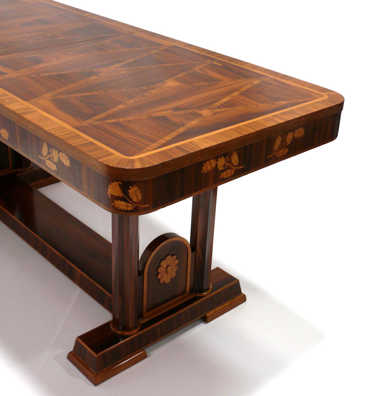 Art Deco Marquetry Dining or Library Table, circa 1930s at 1stDibs