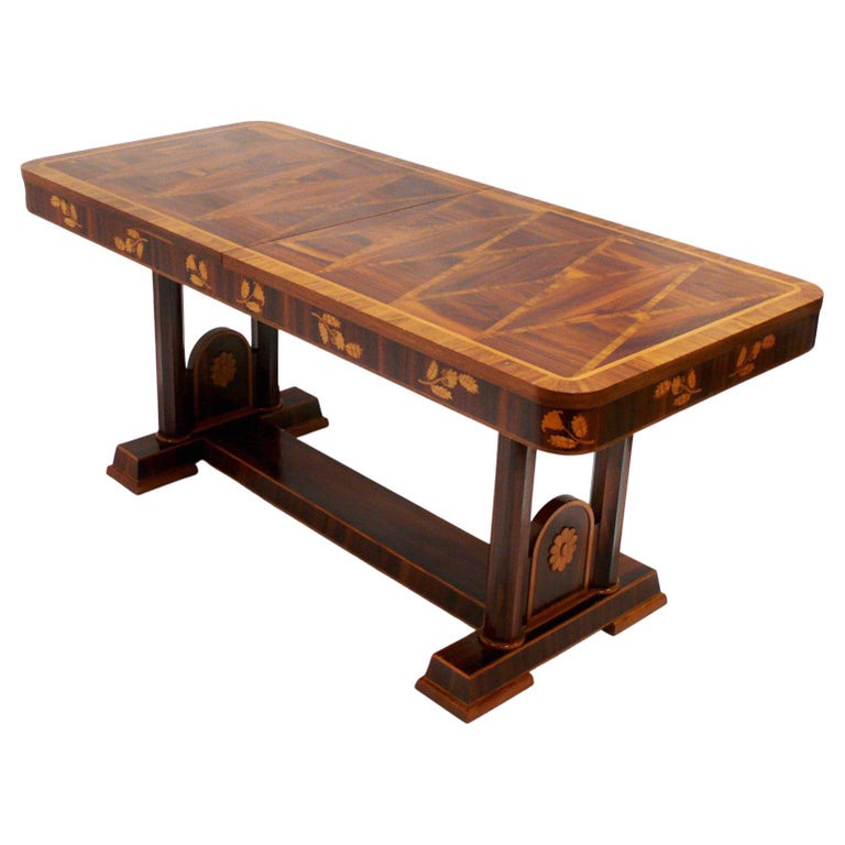 Art Deco Marquetry Dining or Library Table, circa 1930s For Sale at 1stDibs