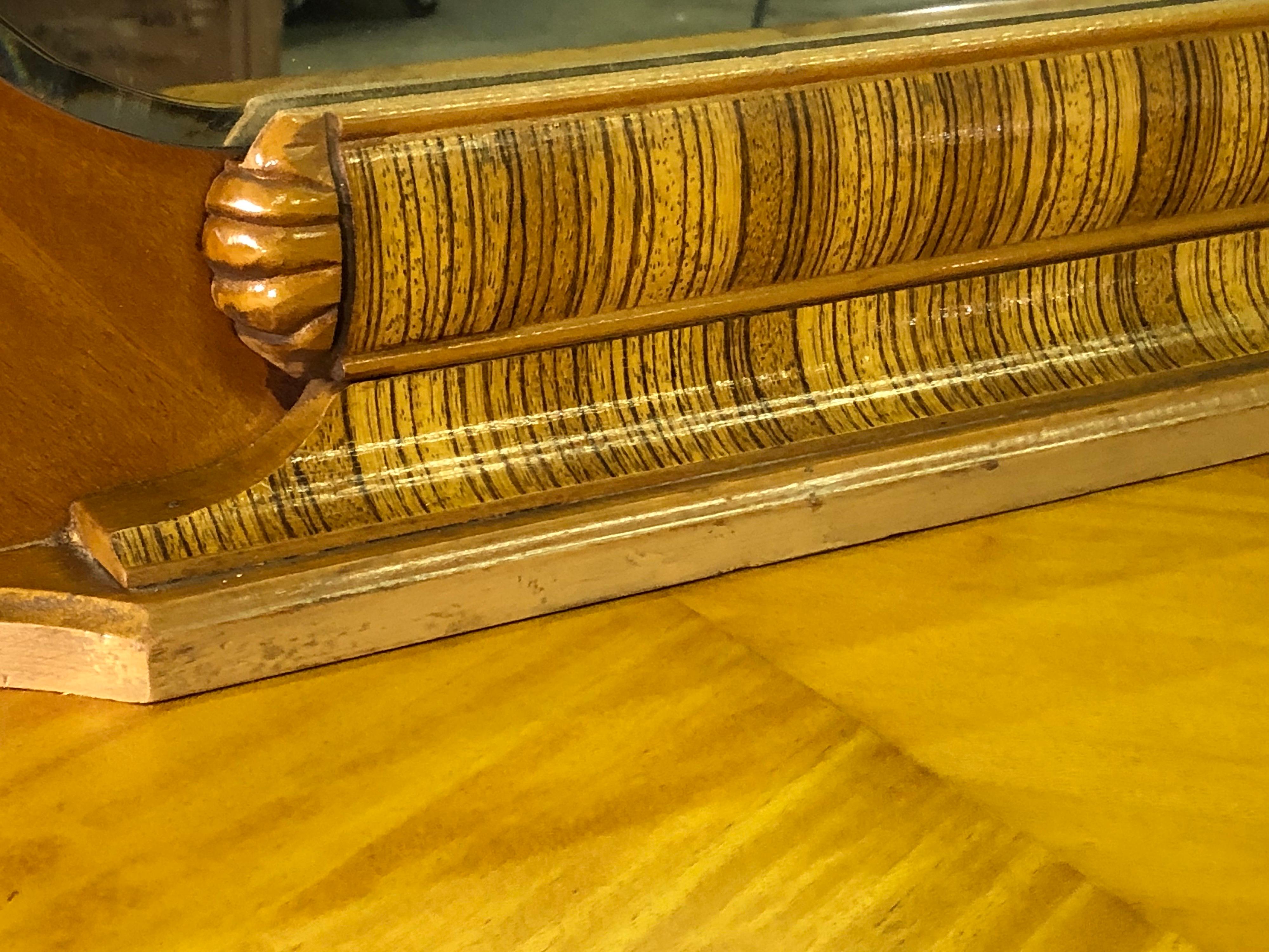 Art Deco Matchbook Veneer Dresser and Mirror with Zebra Wood Accents at ...