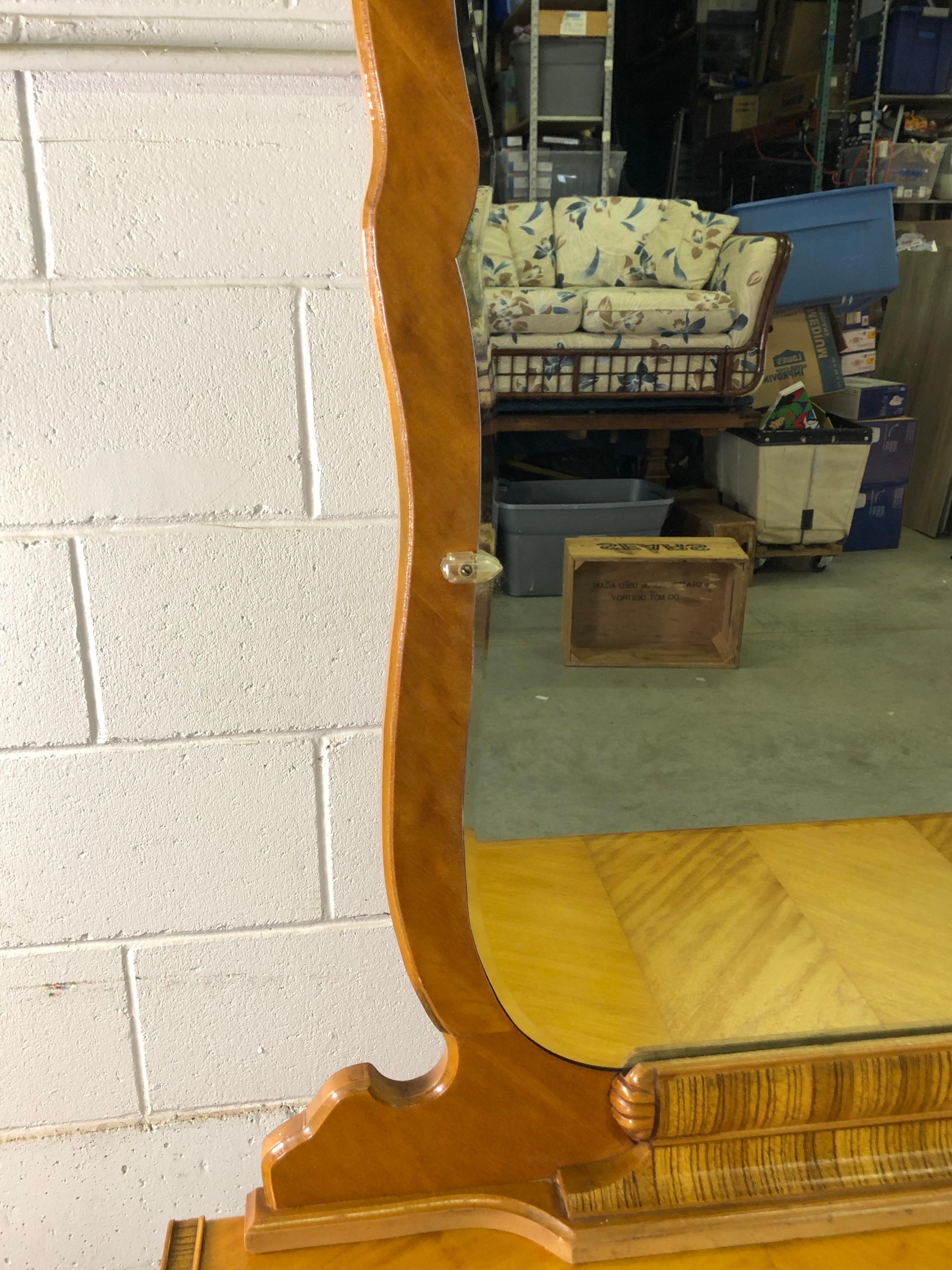 Art Deco Matchbook Veneer Dresser and Mirror with Zebra Wood Accents at ...