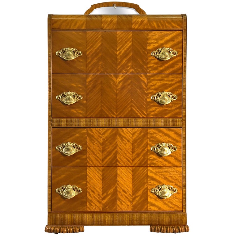 Art Deco Matchbook Veneer Dresser with Zebra Wood Accents For Sale at ...