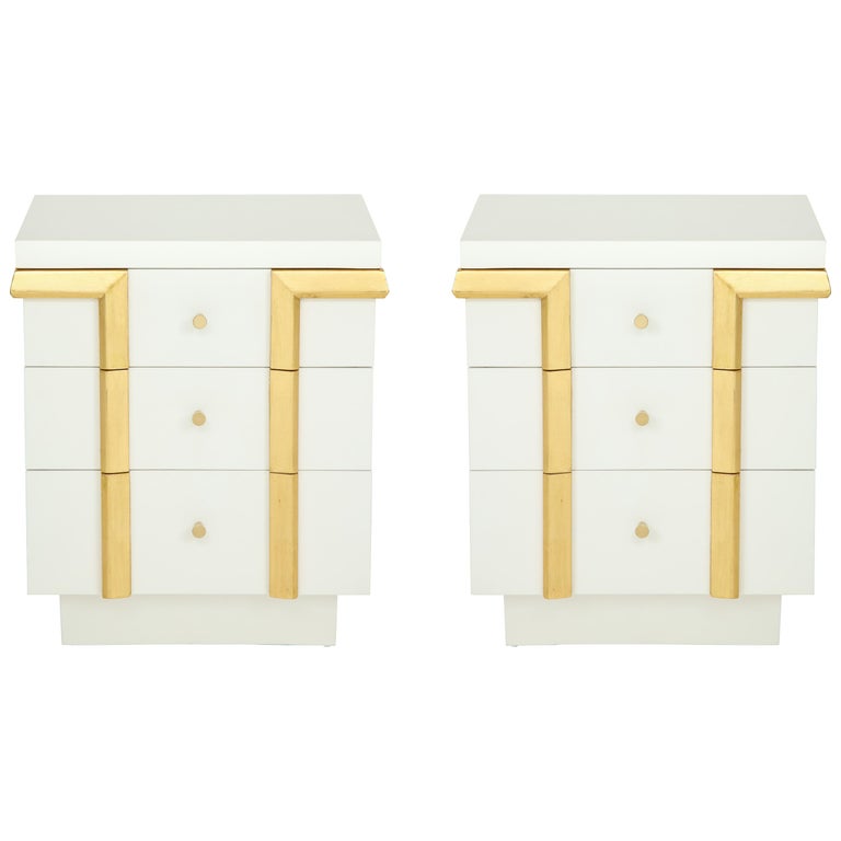 Art Deco Matte White Lacquer Nightstands at 1stDibs