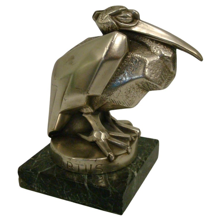 Art Deco Max Le Verrier / Artus Pelican Hood Ornament / Paperweight ...