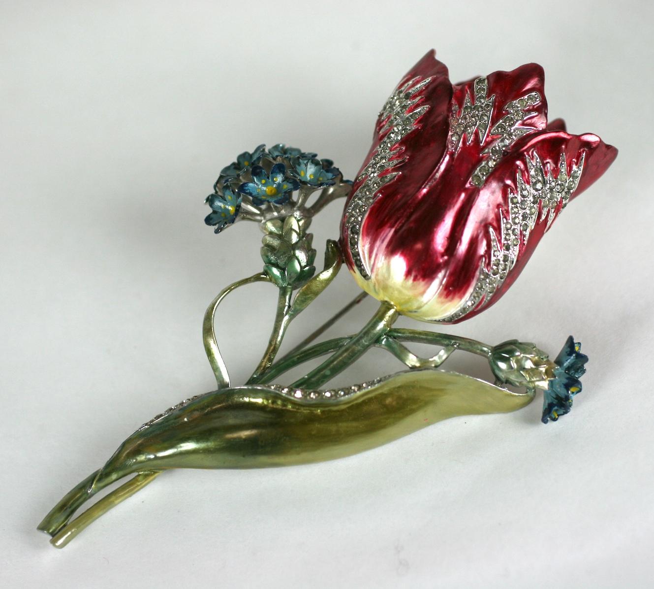 Art Deco Mazer Enamel Tulip Brooch For Sale at 1stDibs | tulip sandor