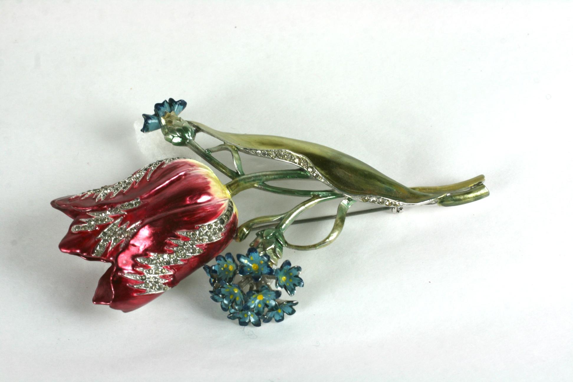 Art Deco Mazer Enamel Tulip Brooch For Sale at 1stDibs | tulip sandor