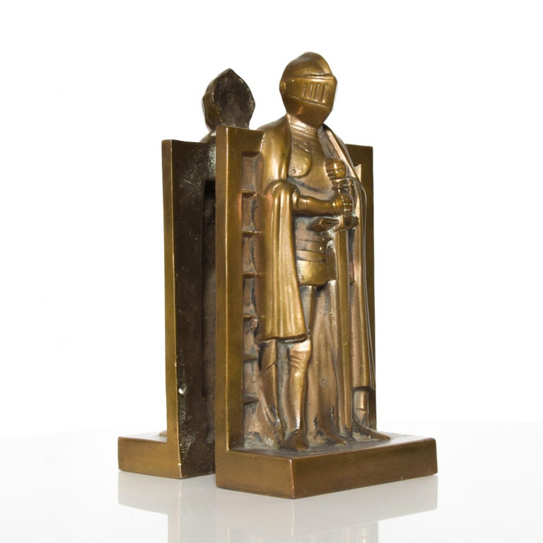 Art Deco Medieval Robed Knight Shining Armor Bookends Sculptural Solid ...