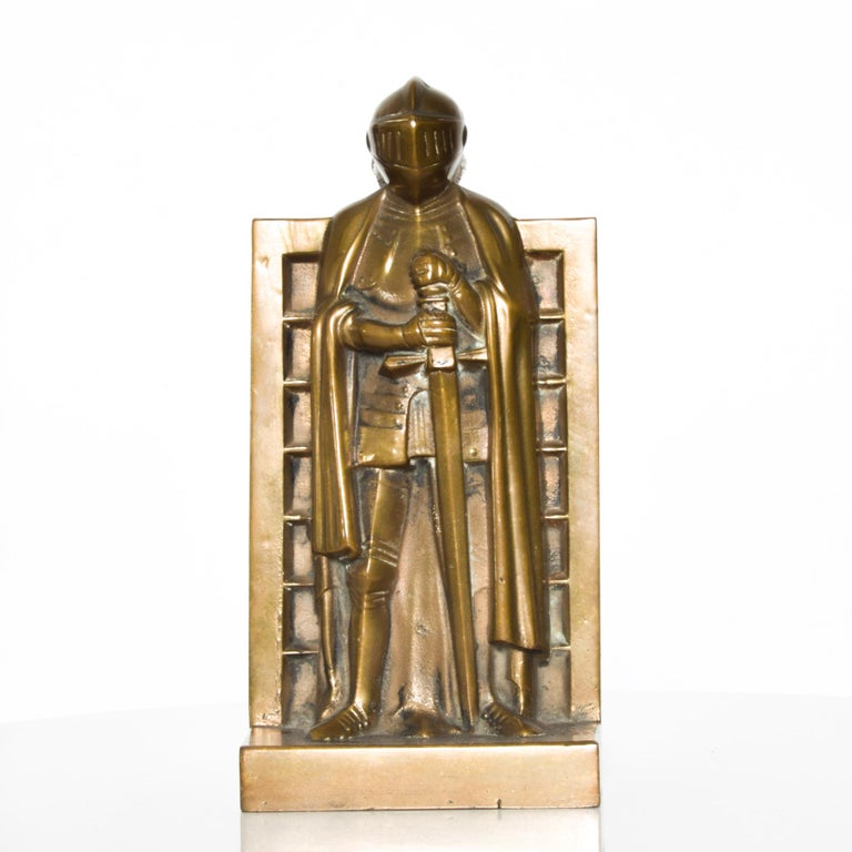 Art Deco Medieval Robed Knight Shining Armor Bookends Sculptural Solid ...