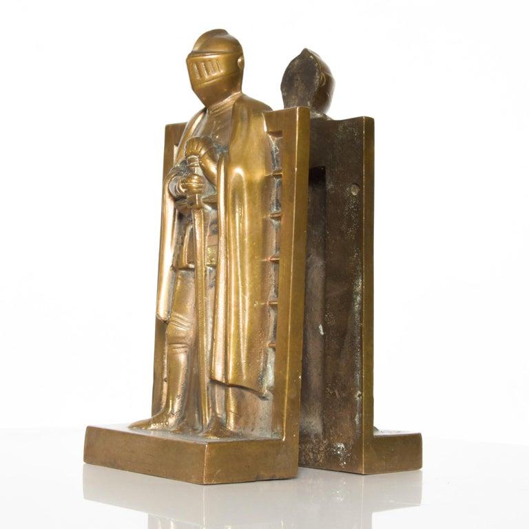 Art Deco Medieval Robed Knight Shining Armor Bookends Sculptural Solid ...