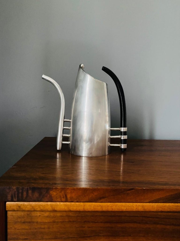 Art Deco Memphis Style Vintage 1980s Chrome and Stainless Steel Coffee ...