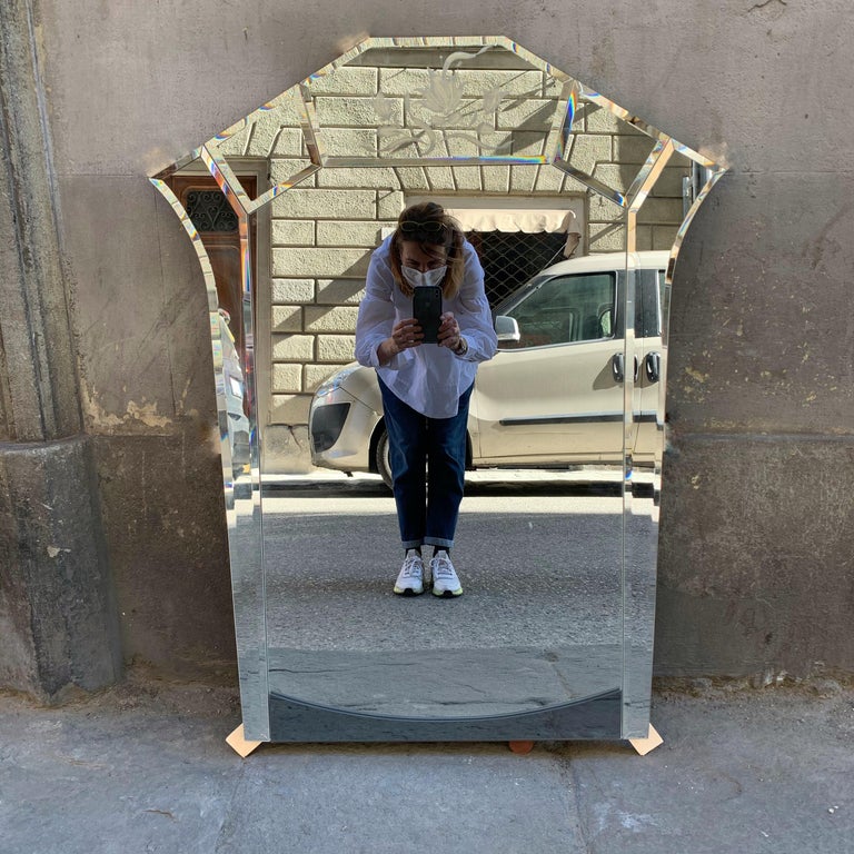 Art Deco Mercury Ground Glass Mirror with Engravings, 1940s For Sale at ...