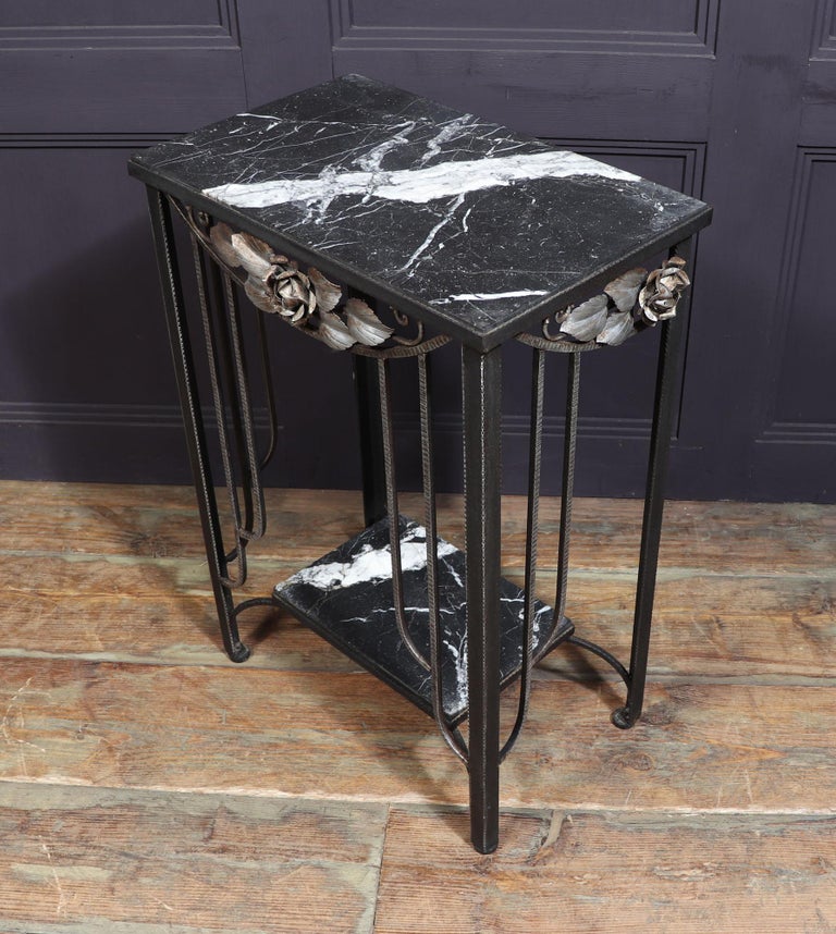 Art Deco Metal and Marble Console Hall Table For Sale at 1stDibs