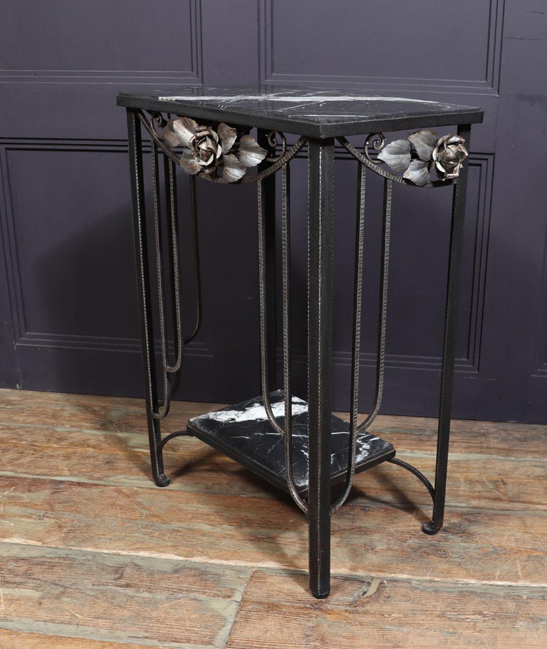 Art Deco Metal and Marble Console Hall Table For Sale at 1stDibs