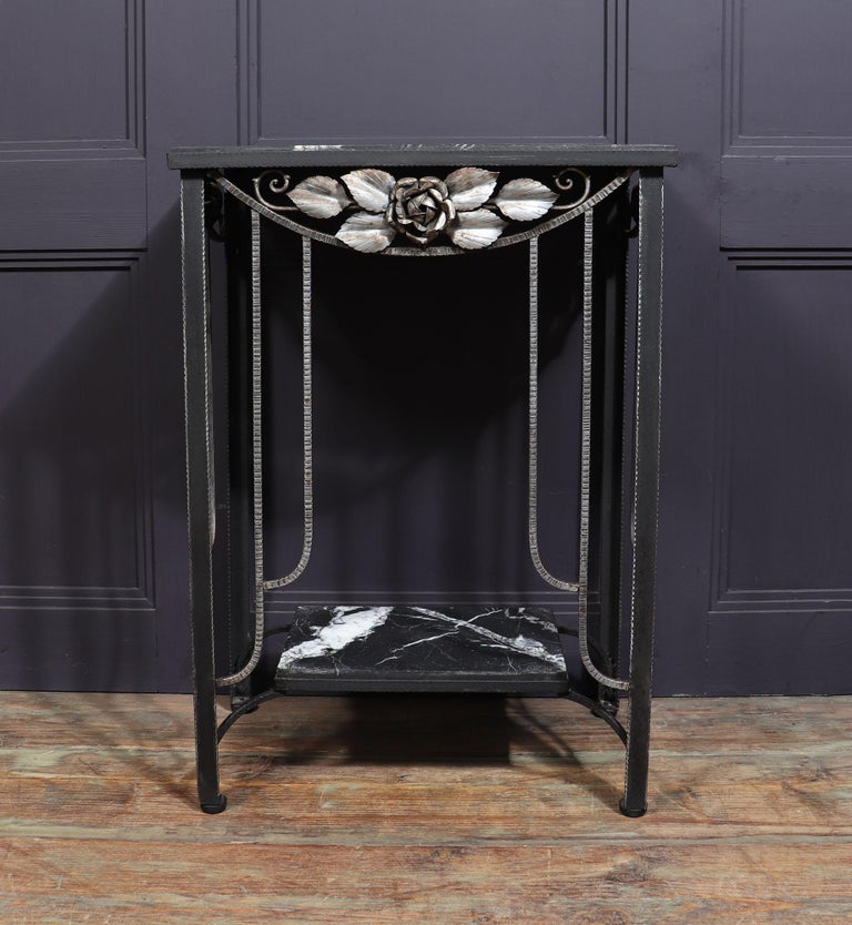 Art Deco Metal and Marble Console Hall Table For Sale at 1stDibs
