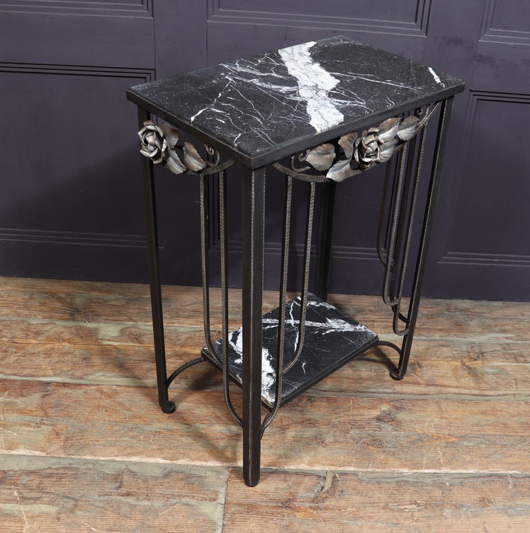 Art Deco Metal and Marble Console Hall Table For Sale at 1stDibs