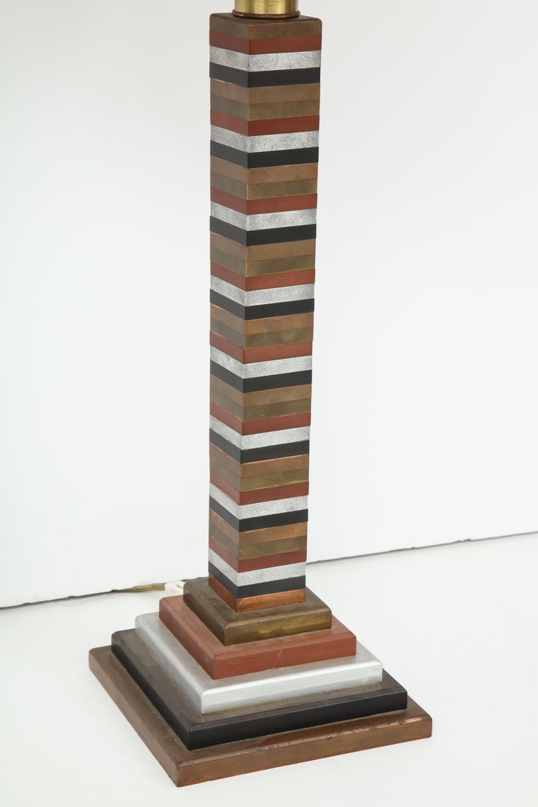 Art Deco Metal Segmented Lamp For Sale at 1stDibs