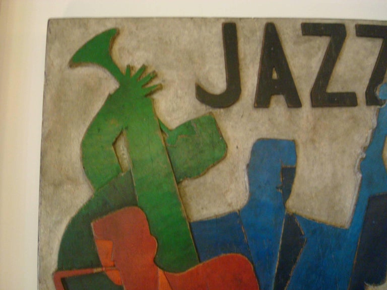 Art Deco, Midcentury, Carved Painted Jazz Club Sign, 1930s For Sale at ...