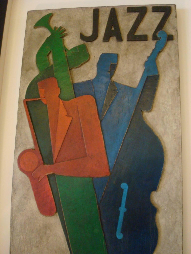 Art Deco, Midcentury, Carved Painted Jazz Club Sign, 1930s For Sale at ...