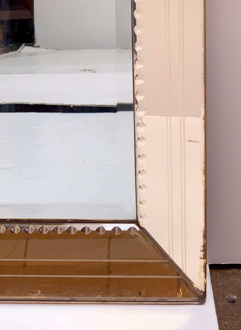 Art Deco Mirror with Beveled Frame of Copper-Colored Glass (H 58 3/4 x ...