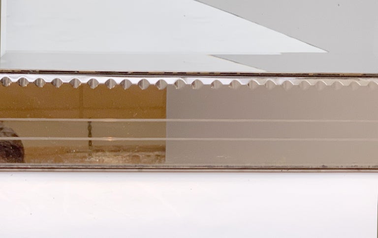 Art Deco Mirror with Beveled Frame of Copper-Colored Glass (H 58 3/4 x ...