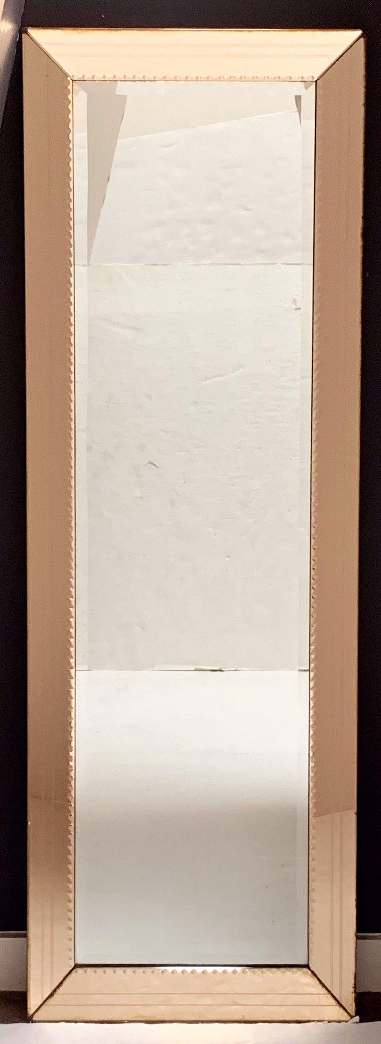 Art Deco Mirror with Beveled Frame of Copper-Colored Glass (H 58 3/4 x ...