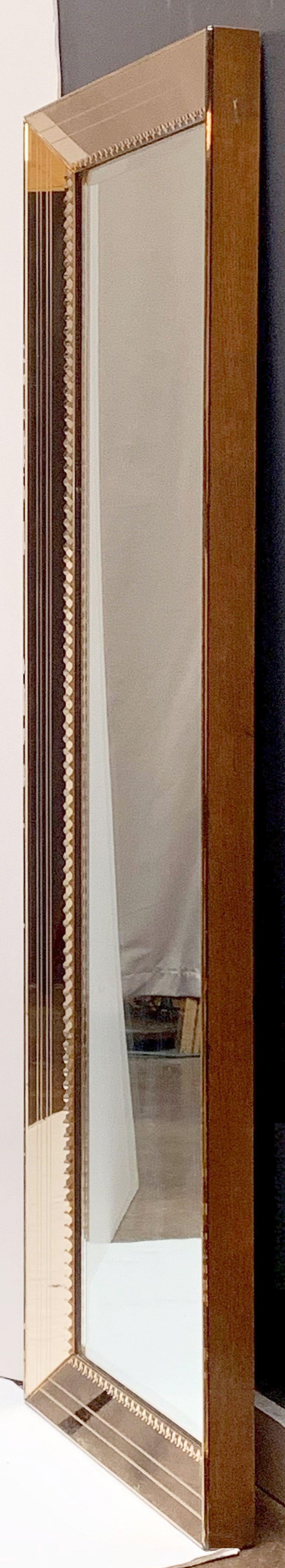 Art Deco Mirror with Beveled Frame of Copper-Colored Glass (H 58 3/4 x ...