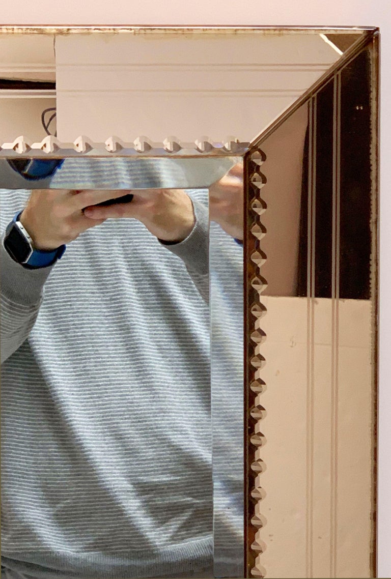 Art Deco Mirror with Beveled Frame of Copper-Colored Glass (H 58 3/4 x ...