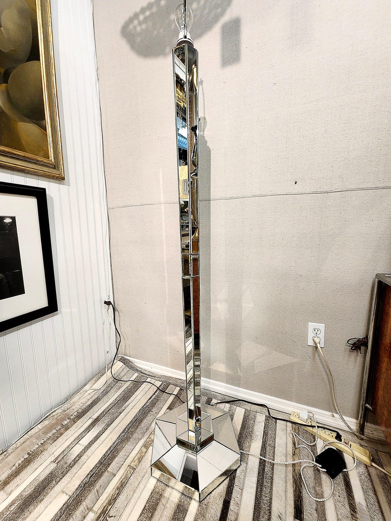 Art Deco Mirrored Floor Lamp For Sale at 1stDibs