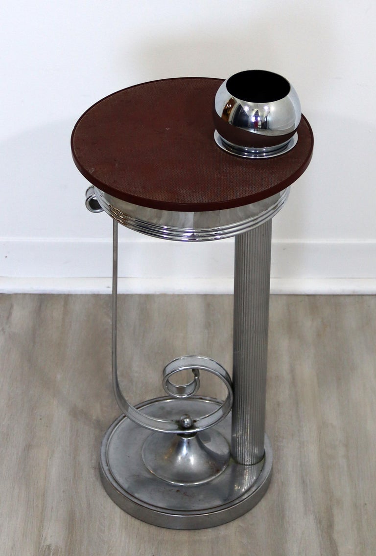 Art Deco Modern Aluminum Metal Standing Ashtray Side End Table at 1stDibs