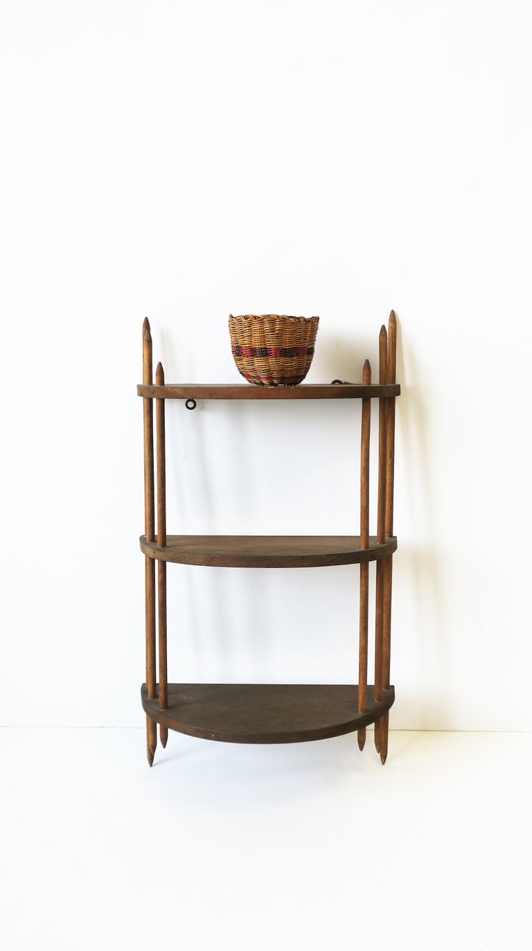 Art Deco Modern Period Natural Wood Wall Shelf with Shelves For Sale at ...