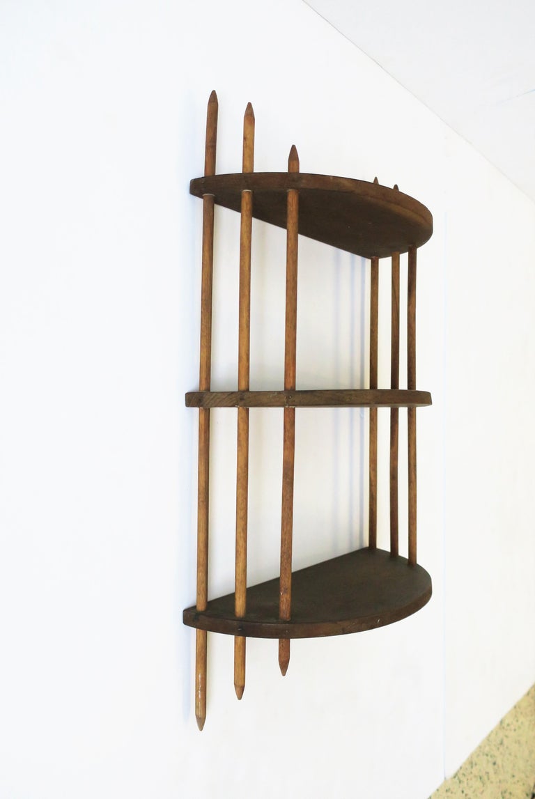 Art Deco Modern Period Natural Wood Wall Shelf with Shelves For Sale at ...